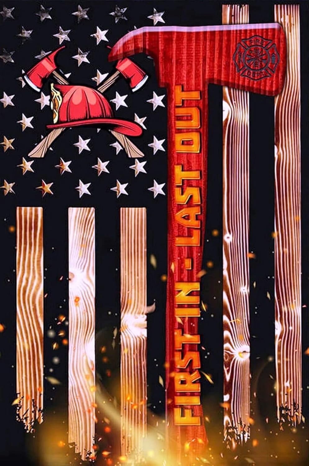 Vintage First In Last Out Firefighter Fire Department Picture 300 ...