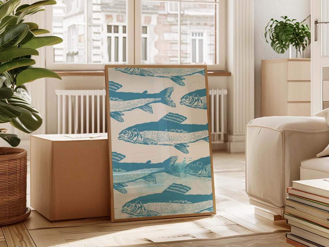 Vintage Fish Watercolor Art Print, Coastal Wall Decor, Ocean Themed ...