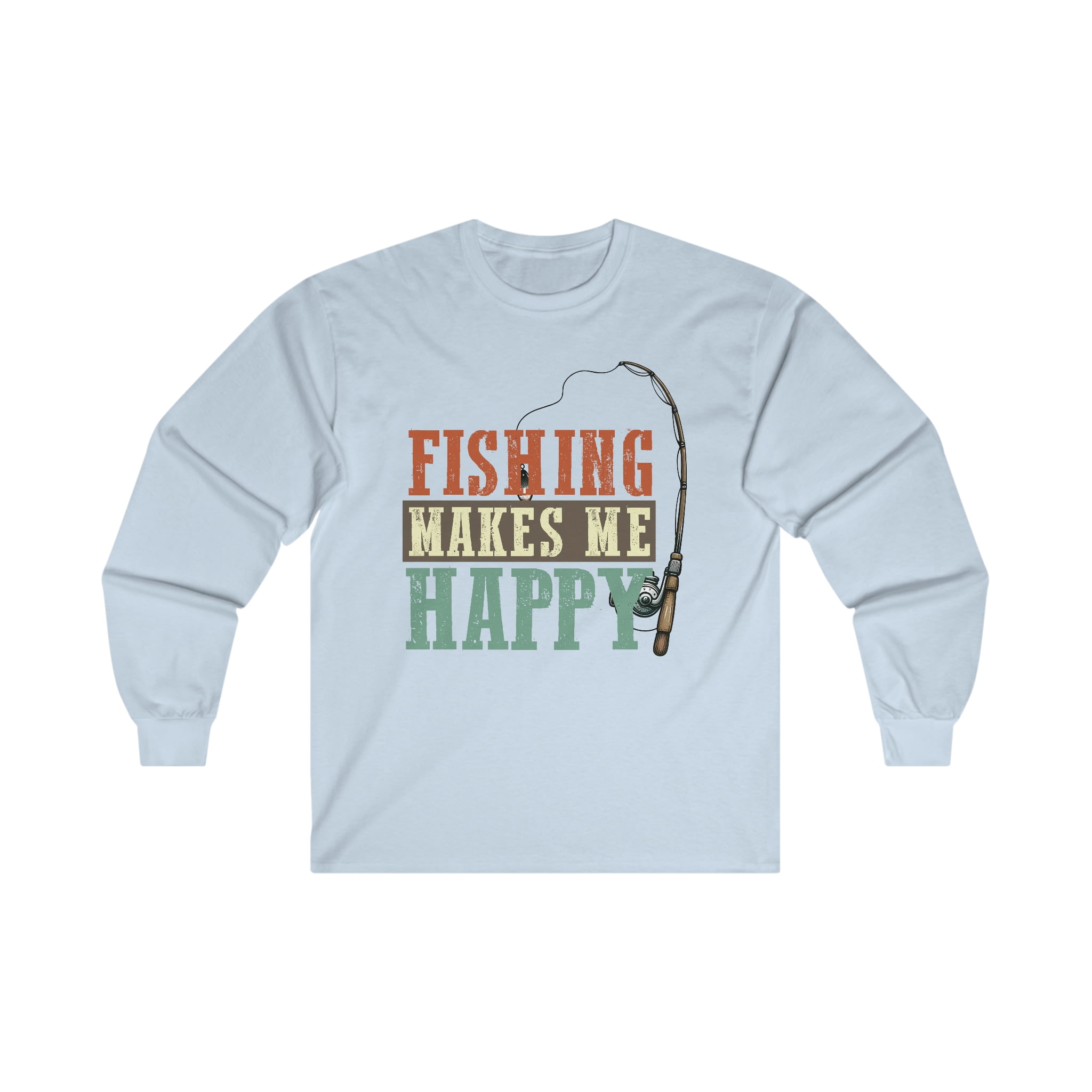 Vintage Fishing Long Sleeve Shirt, Angler Gift, Fishing Makes Me Happy ...
