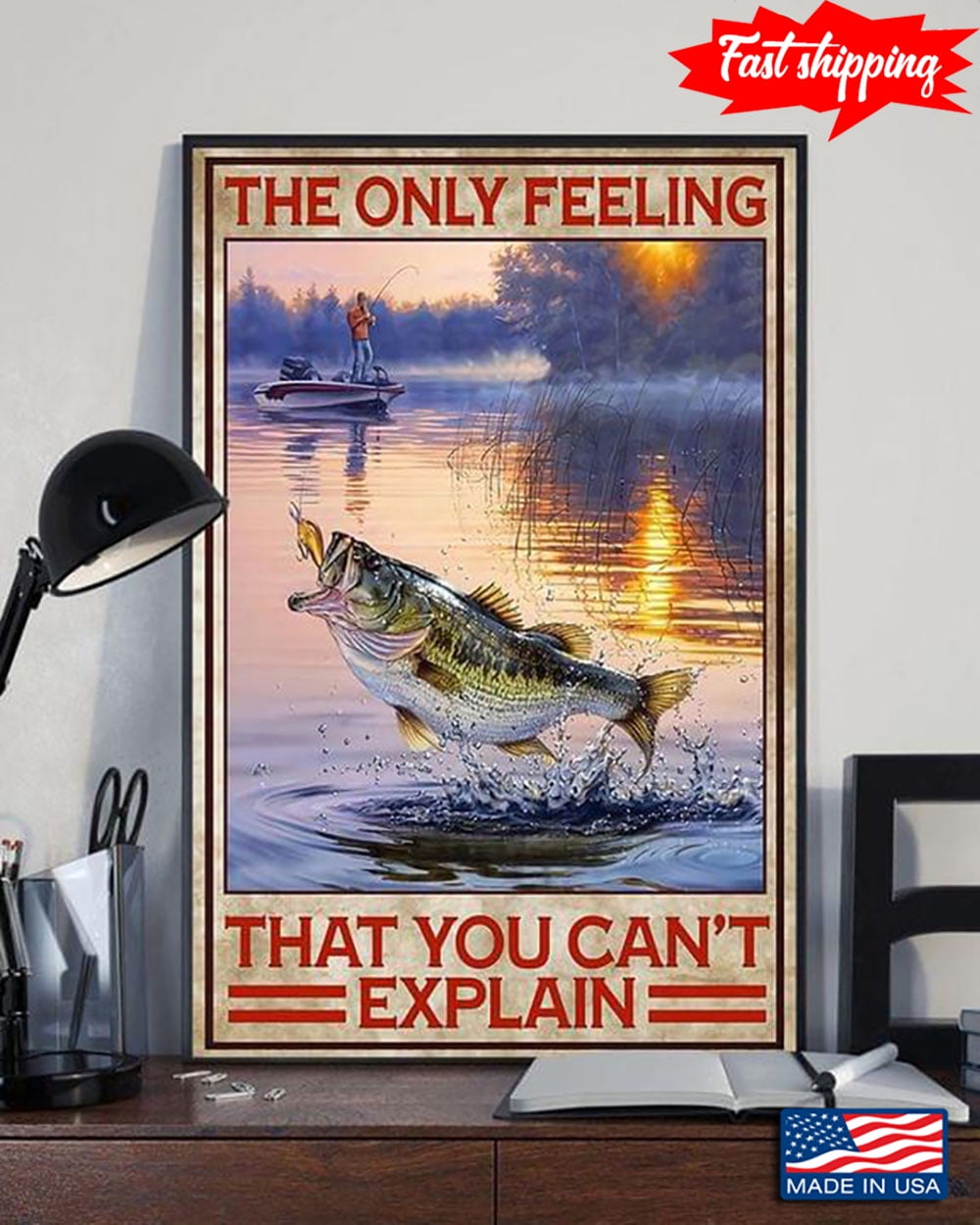 Vintage Fishing The Only Feeling That You Can't Explain 16 x 24 Inch ...