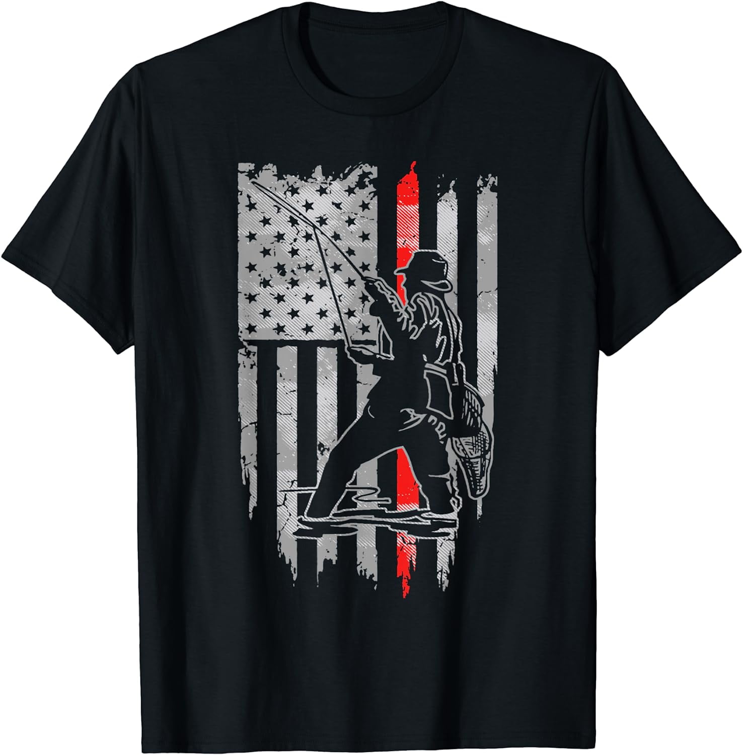 Vintage Fishing Top American Flag Fly Fishing Thin Red Line T-Shirt ...