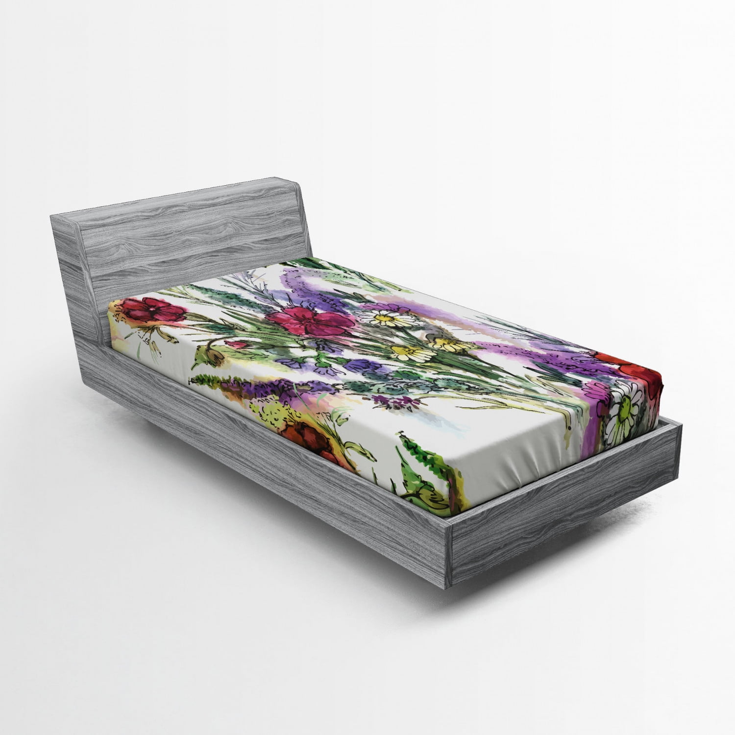 Ambesonne Vintage Fitted Sheet, Colorful Floral Bouquet, Twin Size ...