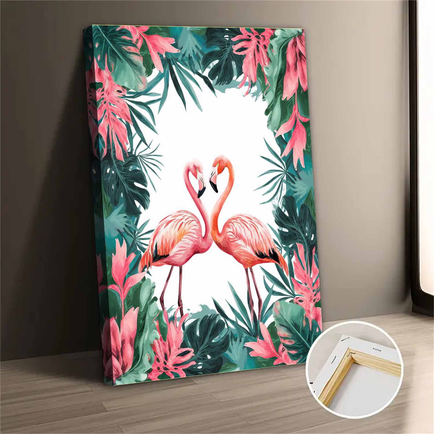 Vintage Flamingo Canvas Wall Art Abstract Tropical Print for Bedroom ...
