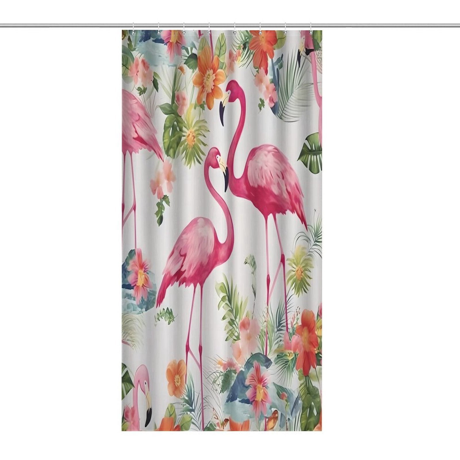 Vintage Flamingo Floral Watercolor Print Shower Curtain,Cloth Fabric ...