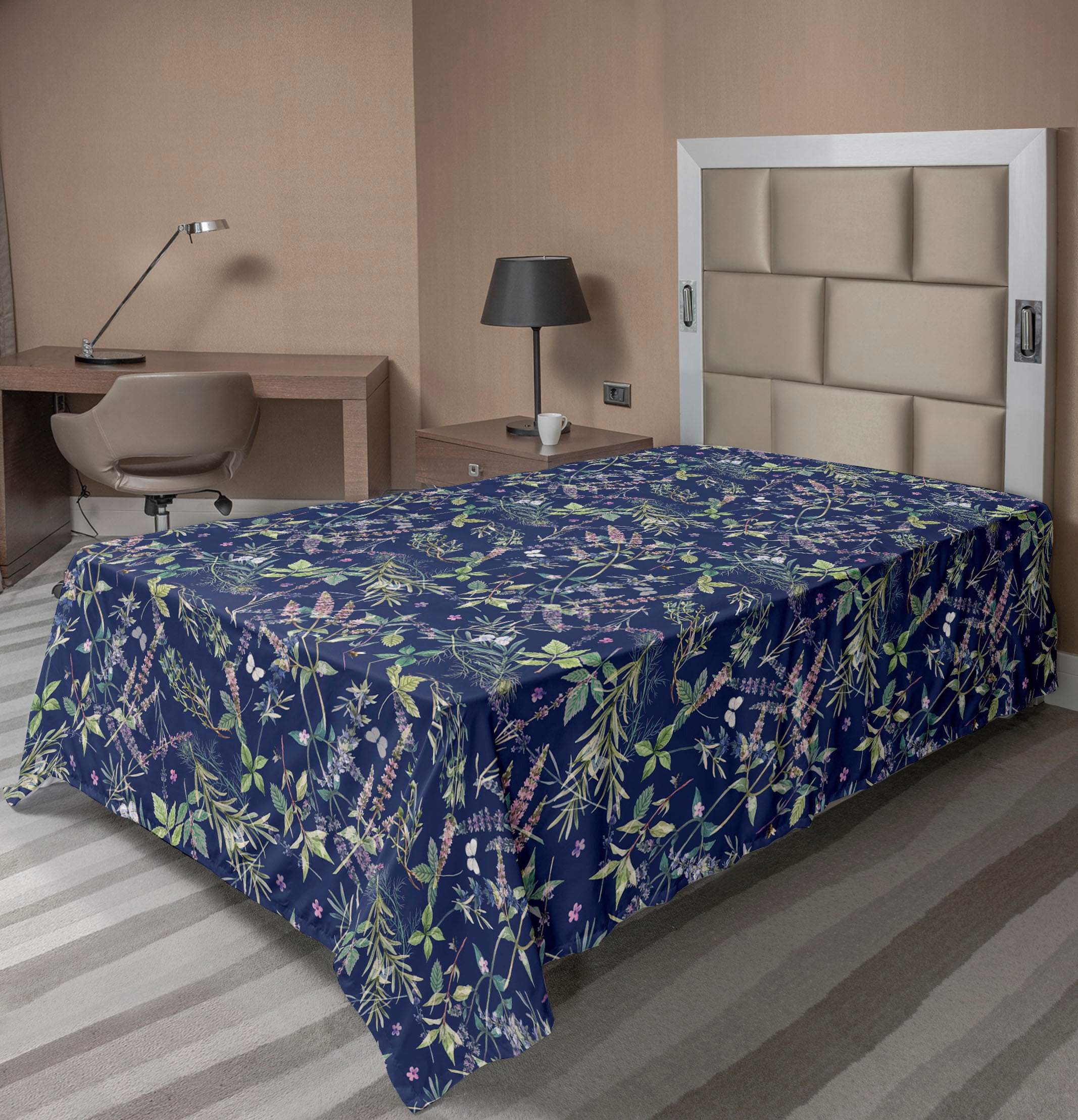 Ambesonne Vintage Flat Bedding Sheet Soft Top Sheet, Mint Leaves ...