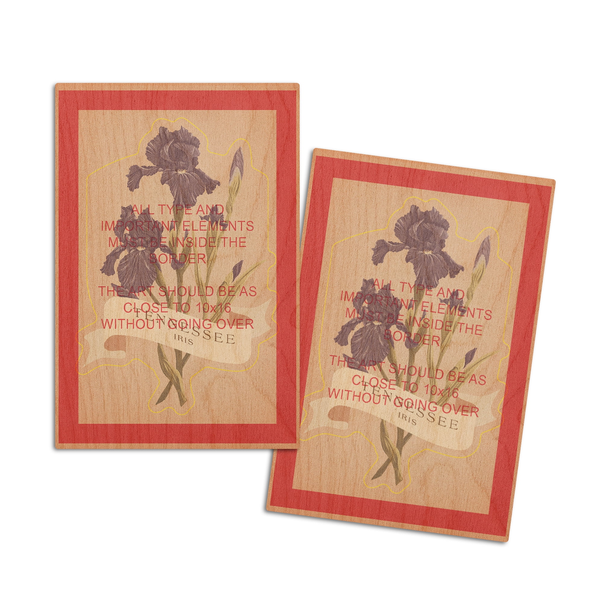 Vintage Flora, Tennessee Iris, Contour (4x6 Birch Wood Postcards, 2-Pack Stationary, Rustic Home ...