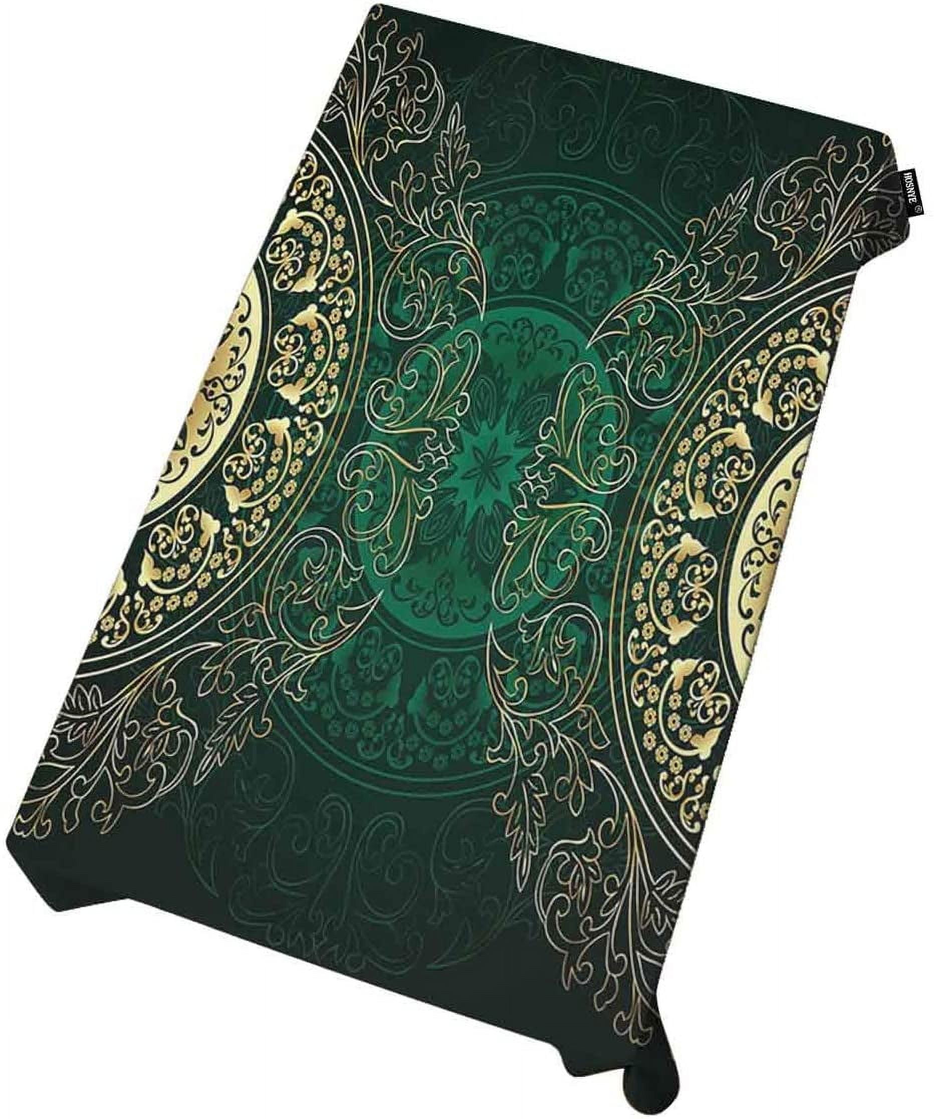 Vintage Floral Background Tablecloths Green Gold Arabic Style Tabletop ...