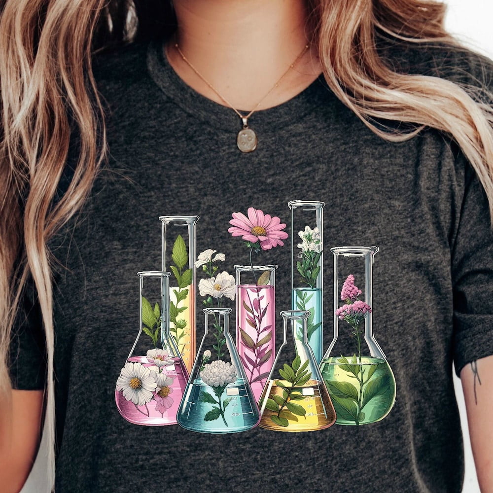 Vintage Floral Beakers Chemistry Lab Scientist Medical Lab Technician ...