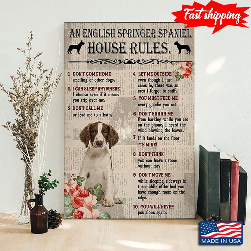 Vintage Floral Book Page Theme An English Springer Spaniel House Rules ...