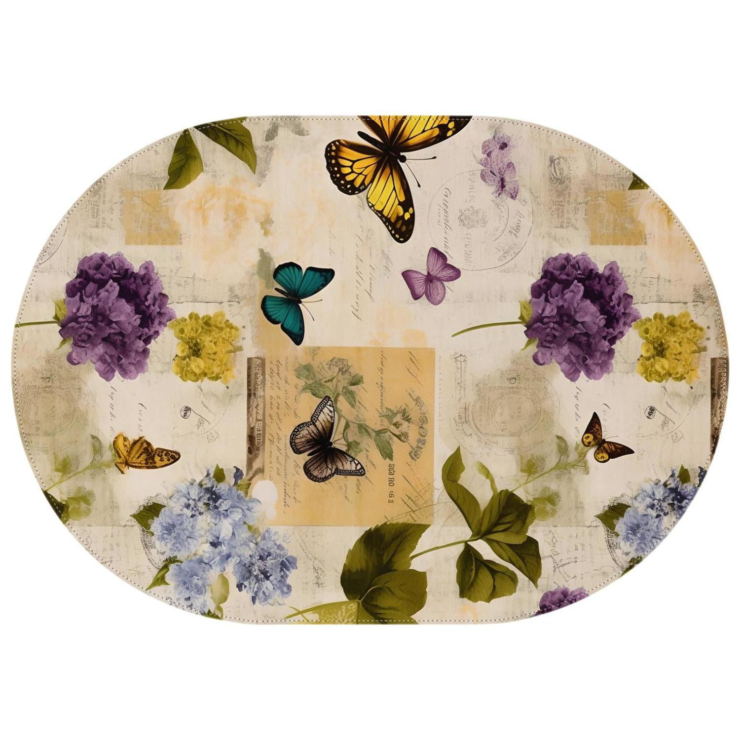 Vintage Floral Butterfly Bird Elegant Rustic Oval Tableclothes 60x84in ...