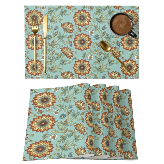 Vintage Floral Cotton Linen Placemats Set of 2, Elegant Pastel ...