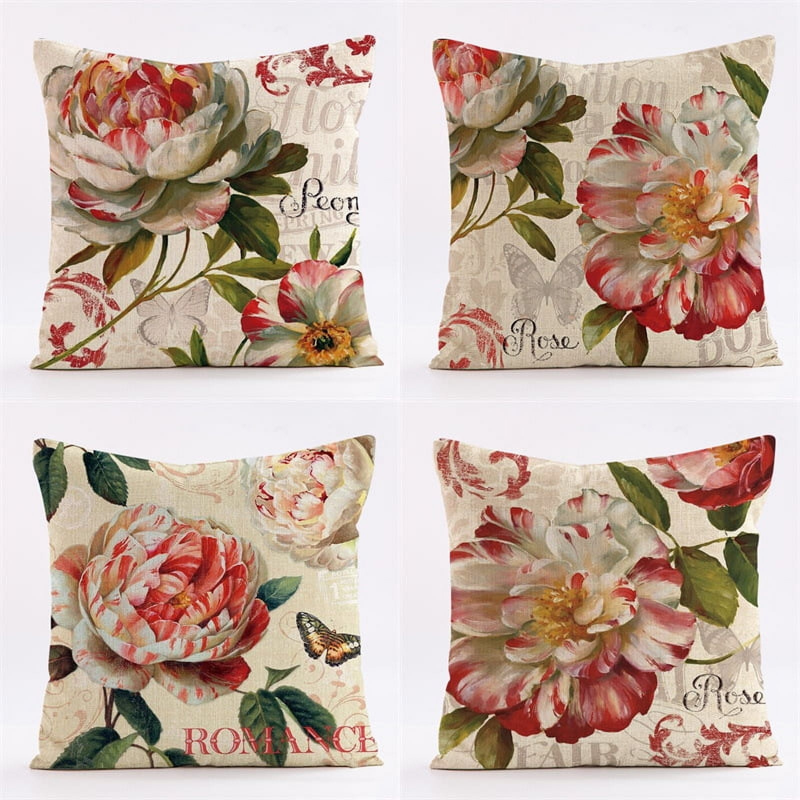 Vintage Floral Decorative Pillow Covers Shabby Chic Flower Book Pillow ...