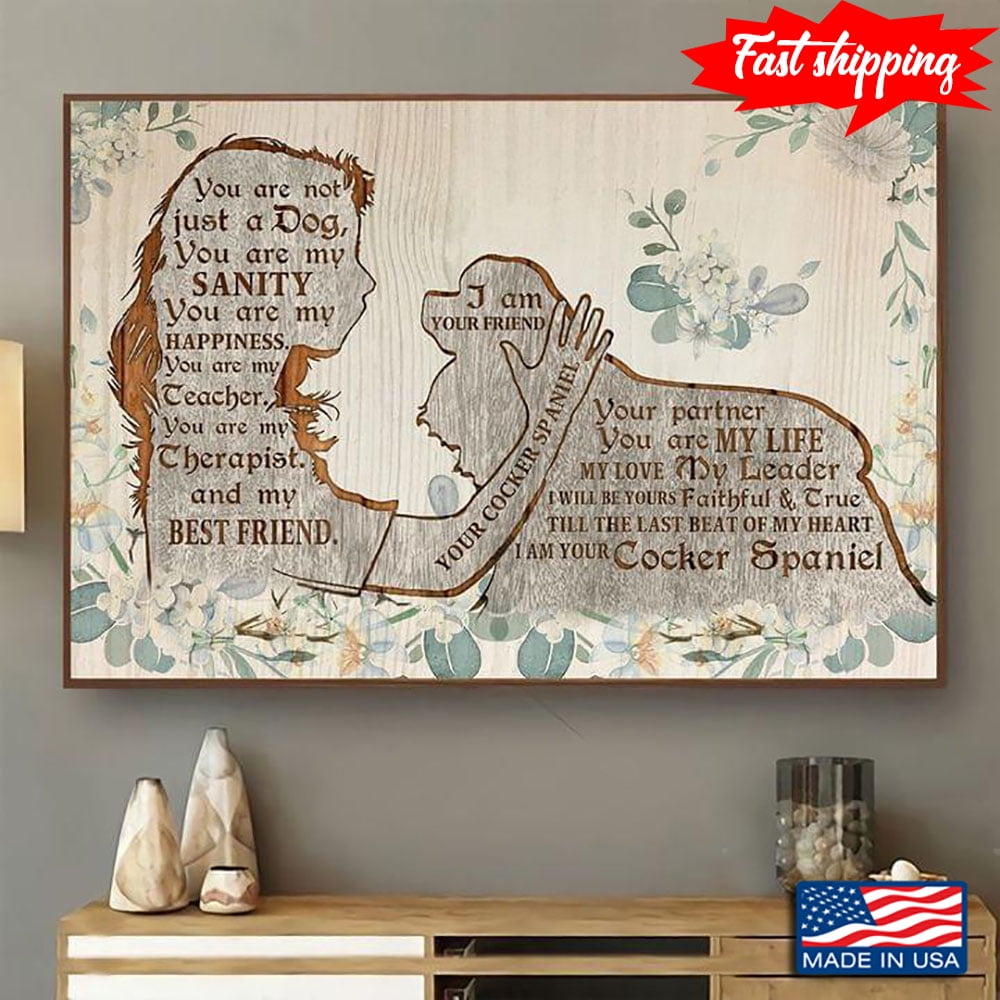 Vintage Floral Girl & Cocker Spaniel Typography I Am Your Cocker ...