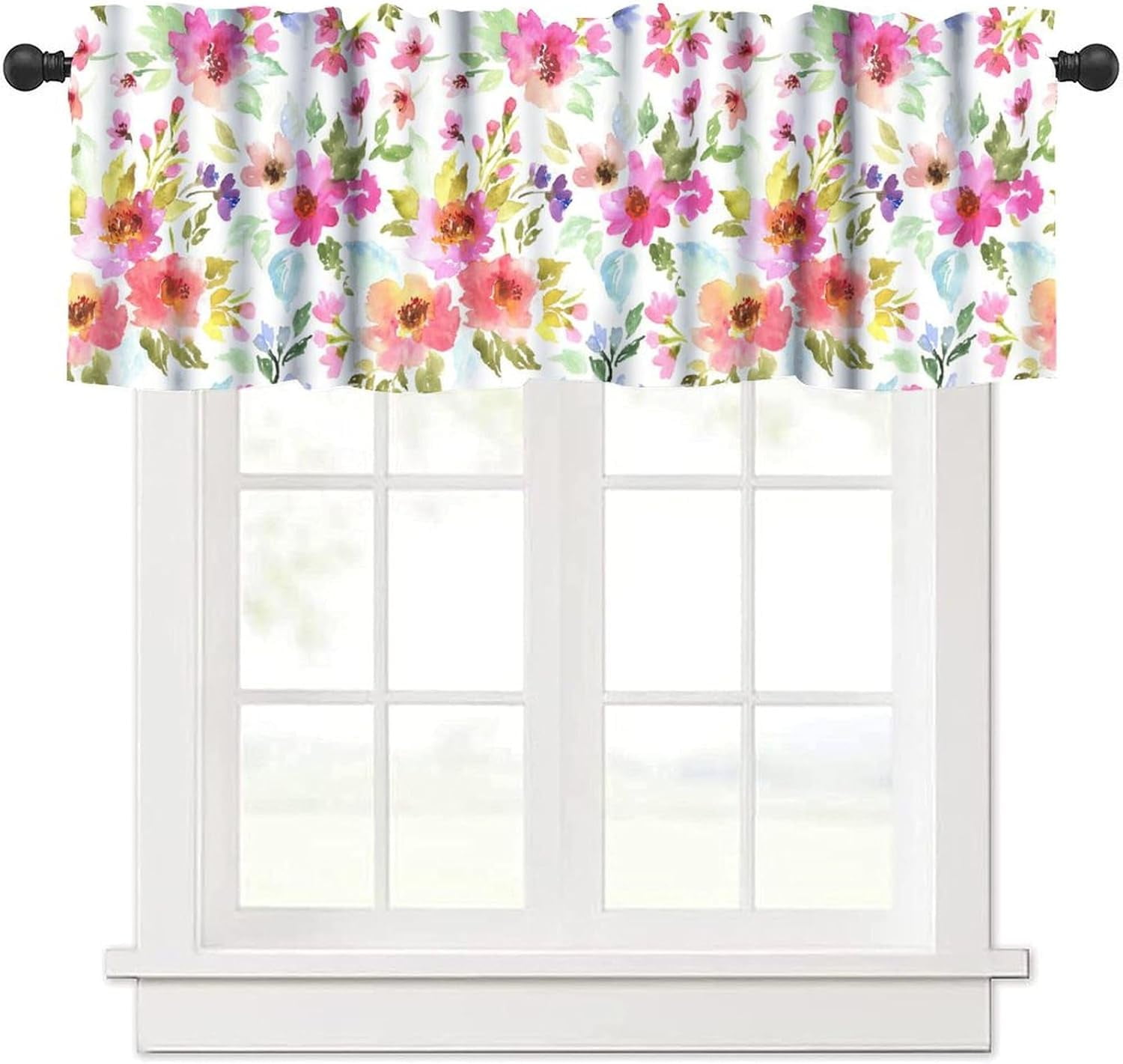 Vintage Floral Girls Bedroom Window Valances,Cartoon Cute Floral Print ...