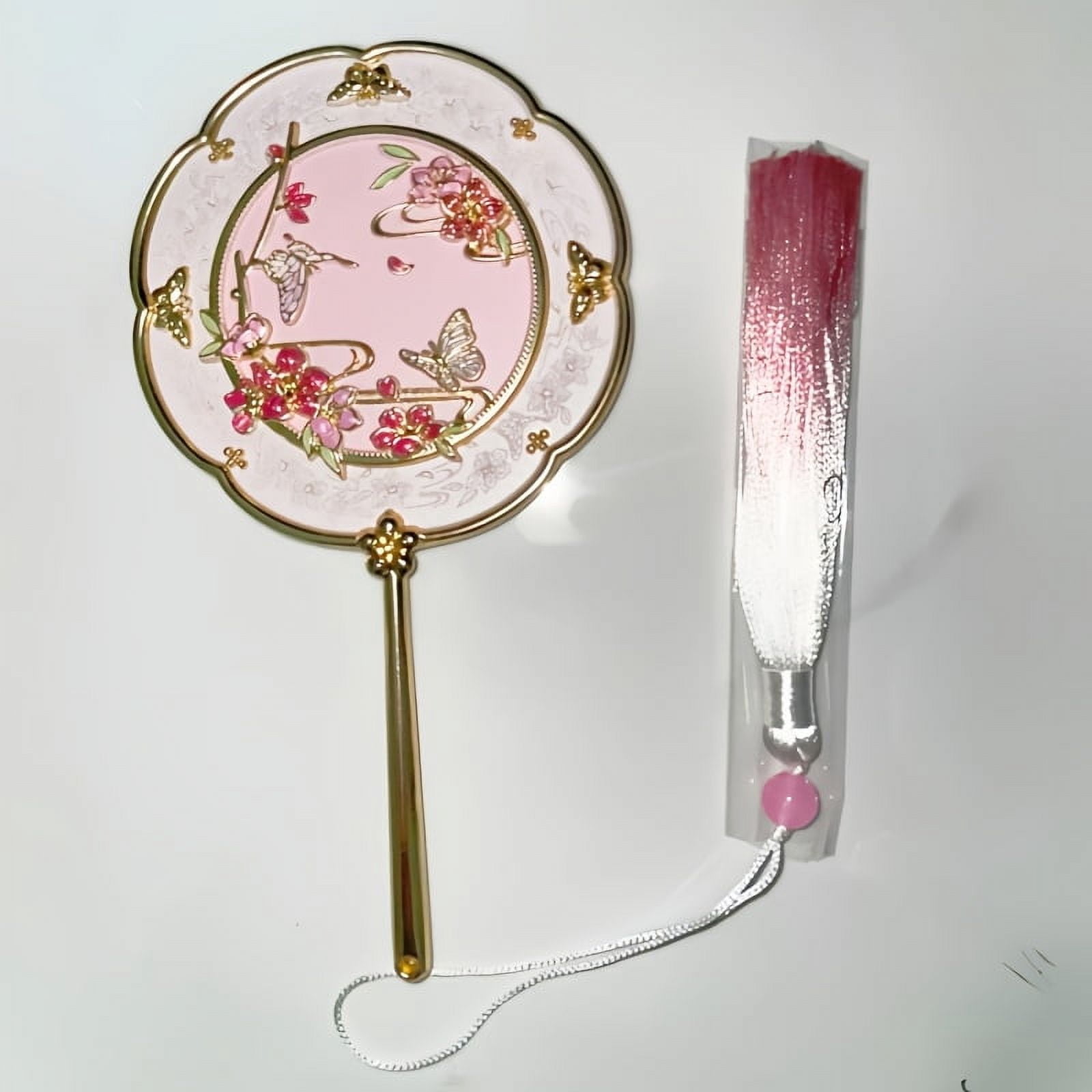 Vintage Floral Handheld Mirror with Stainless Steel Frame, Varnished ...
