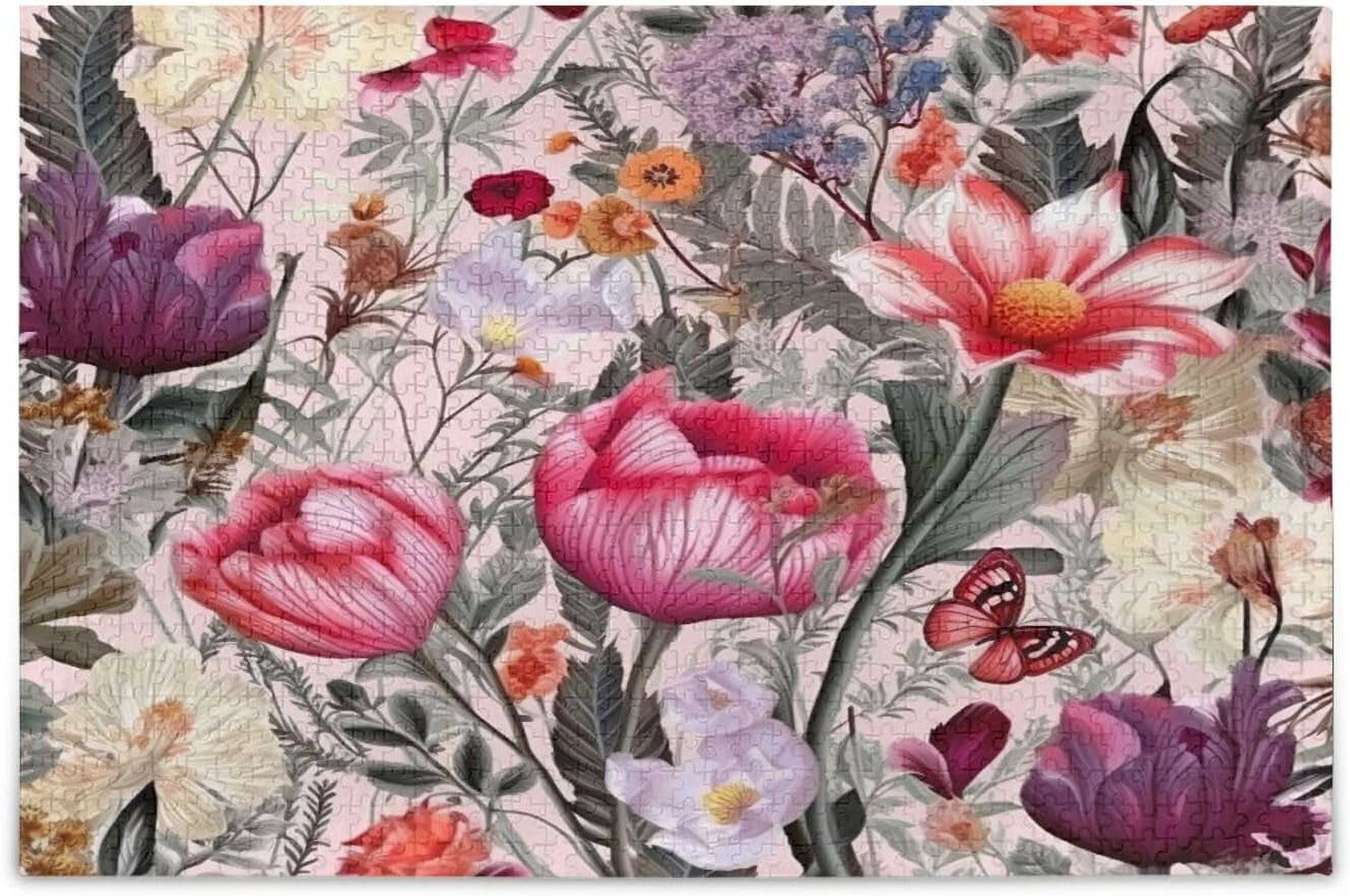 Vintage Floral Jigsaw Puzzles for Adults 1000 Pieces, Die-Cut Puzzle ...