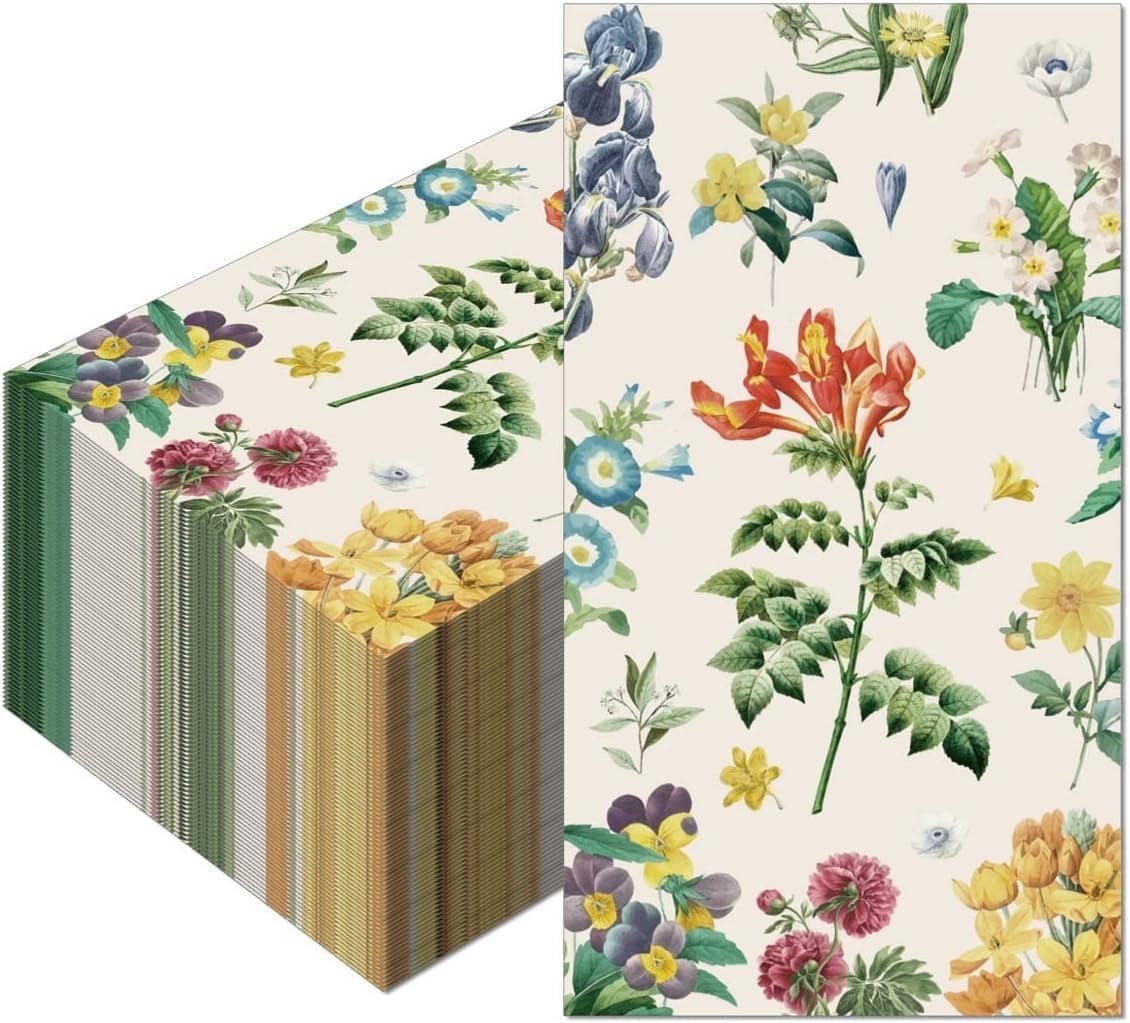 Vintage Floral Napkins 60Pcs Guest Disposable Flower Paper Napkins for ...