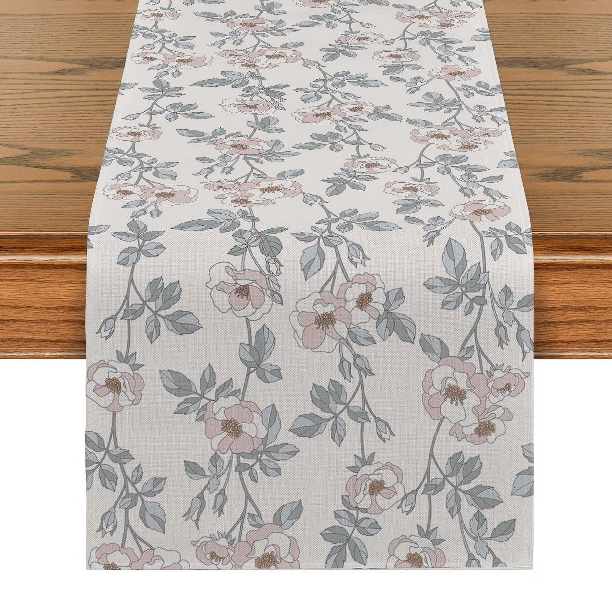 Vintage Floral Pattern Linen Table Runner Wedding ration Anti-Fouling ...