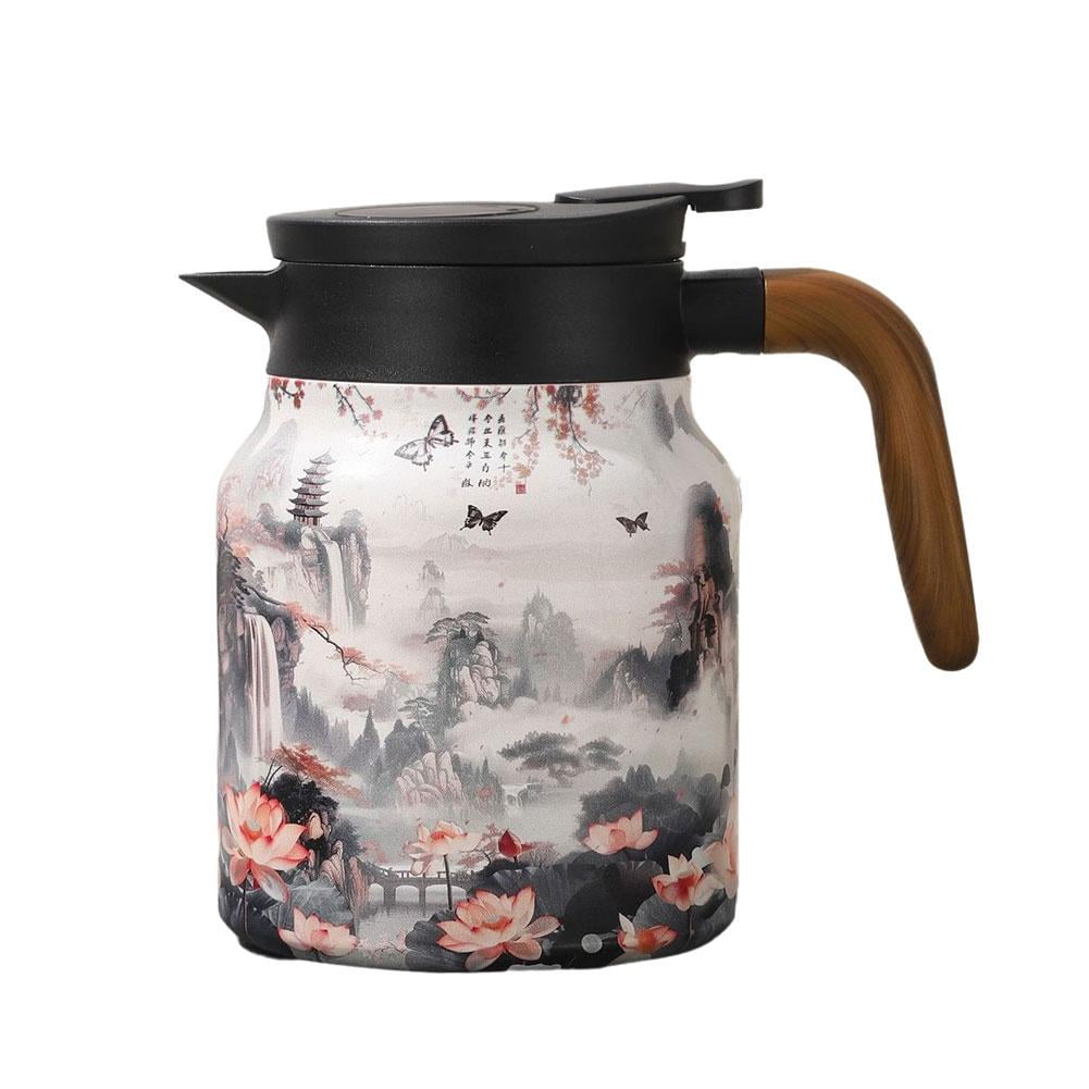 Vintage Floral Pattern Tea Pot with Infuser, Stainless Steel Thermal ...