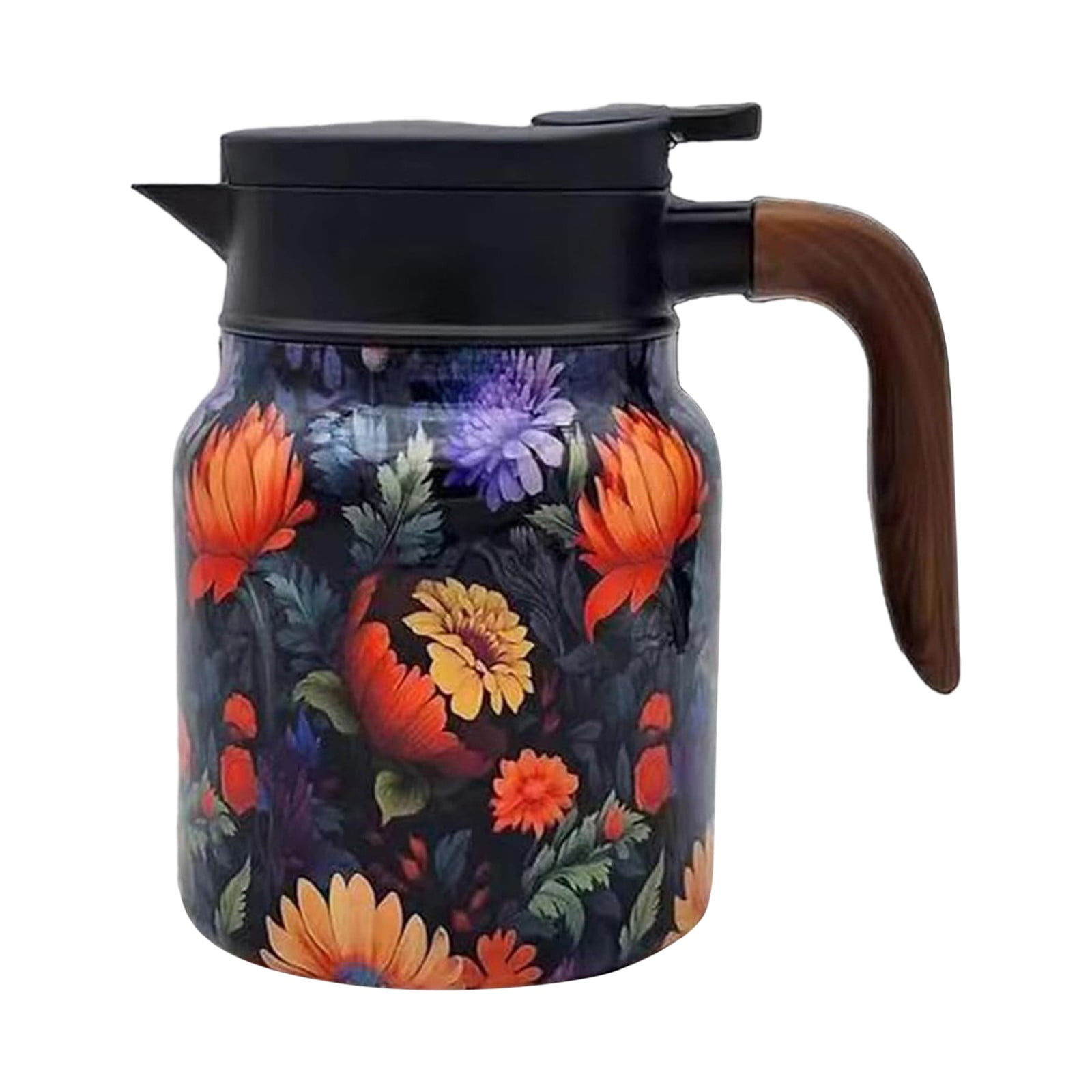 Vintage Floral Pattern Tea Pots Stainless Steel Thermal Carafe with ...