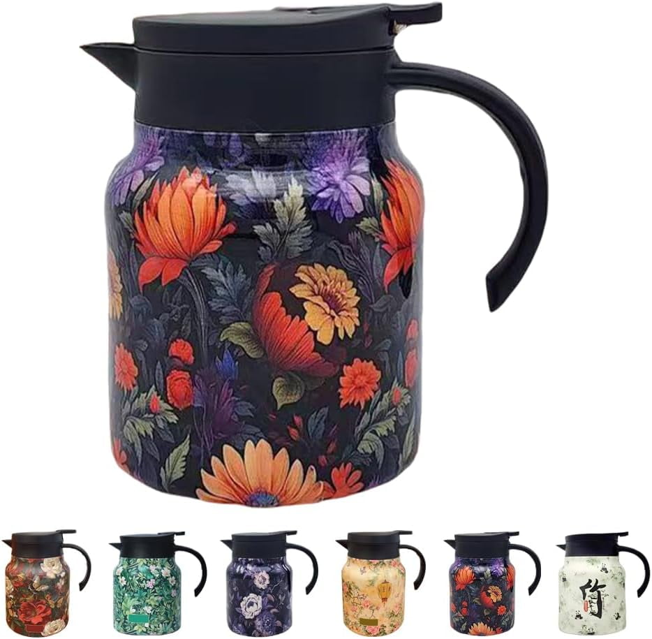 Vintage Floral Pattern Tea Thermos, 2025 New Thermos Tea Pot Tea-Built ...