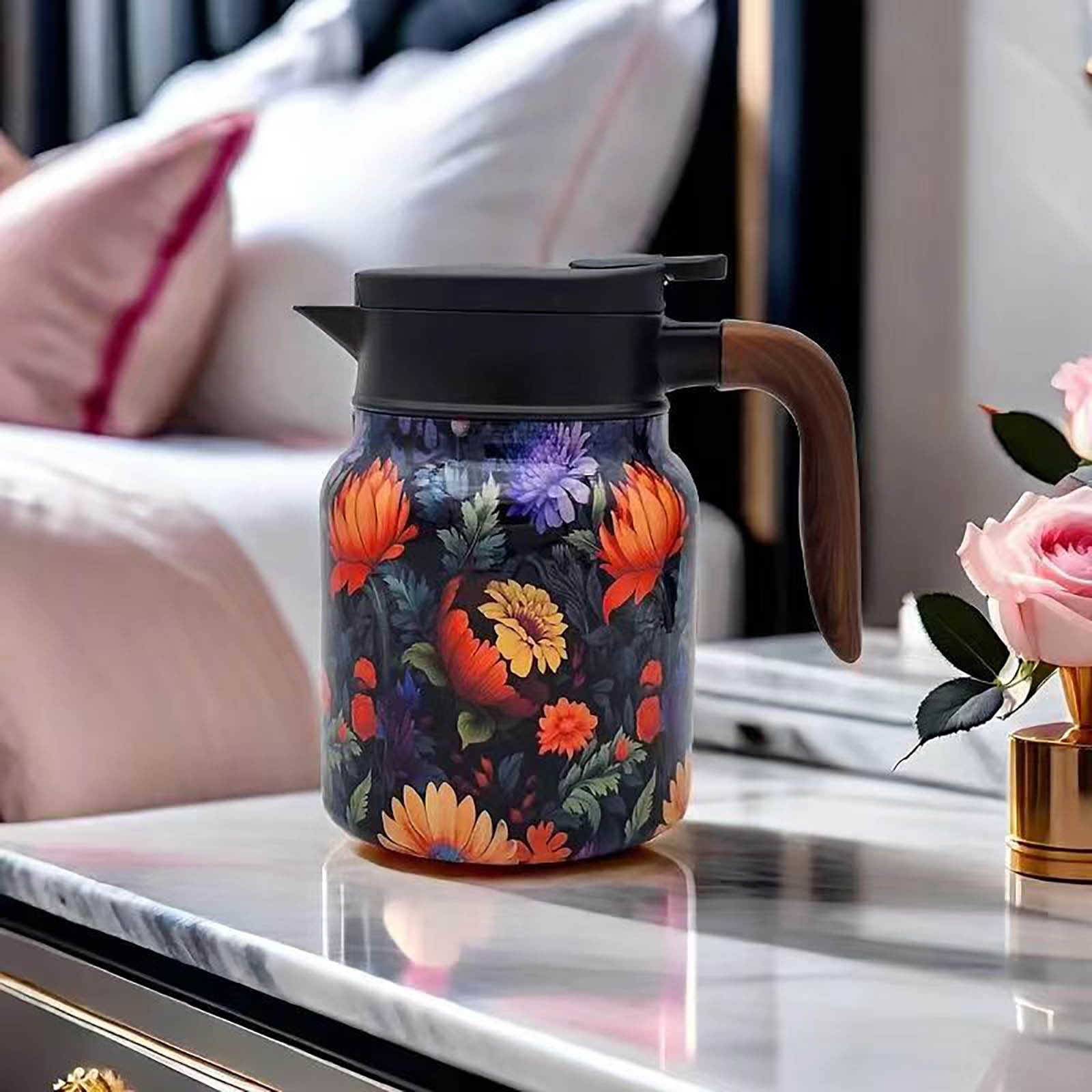 Vintage Floral Pattern Tea Thermos,Thermos Tea Pot, Vintage Floral ...