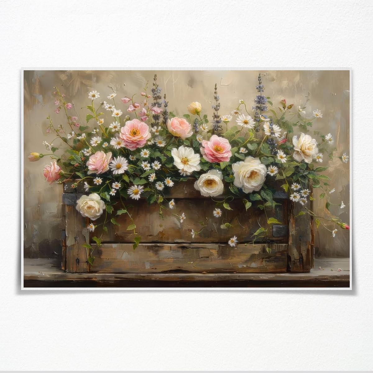 Vintage Floral Print decor Wildflowers Cart Wall Art Country Landscape ...