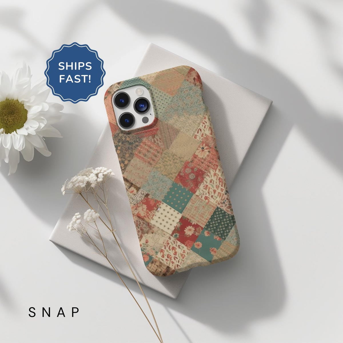 Vintage Floral Quilt MagSafe Phone Case | Cottagecore Aesthetic for ...