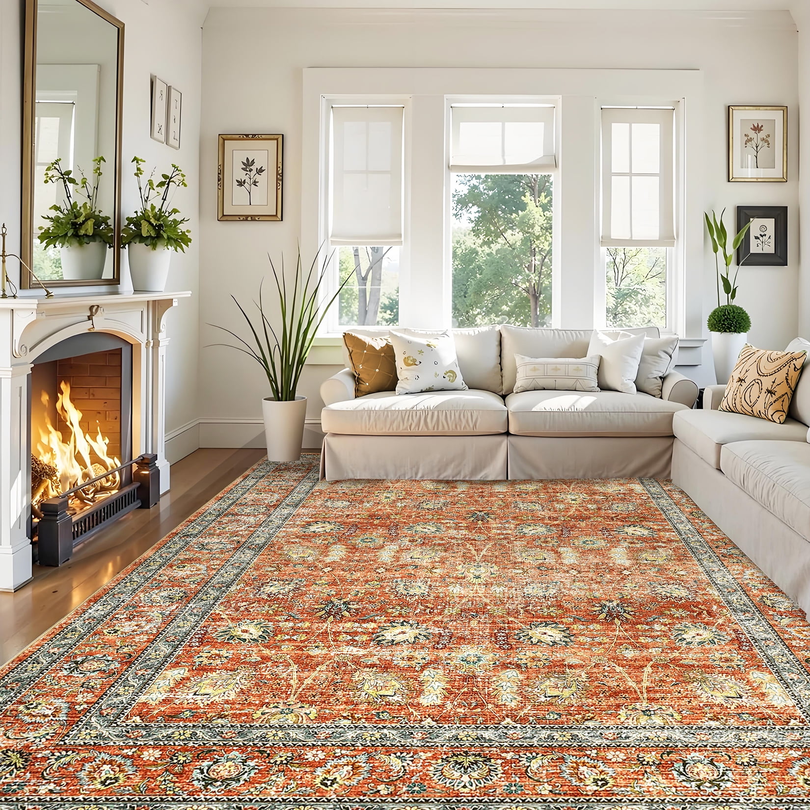 Vintage Floral Rug Runner 2x6 Ft - Non Slip Washable Area Rug for ...