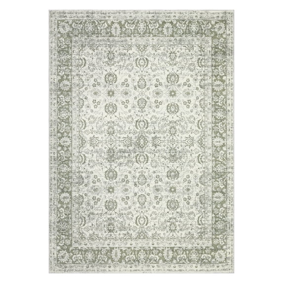 Vintage Floral Rugs for Living Room, Washable Brown, Area Rugs, Low ...