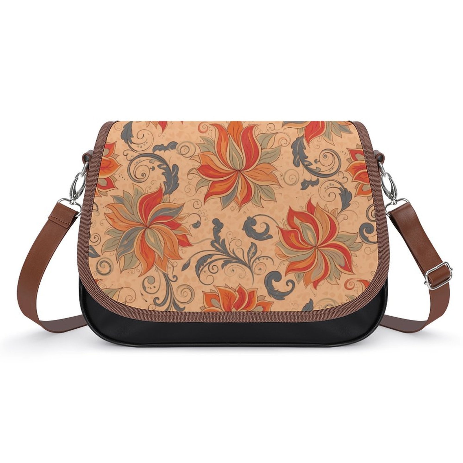 Vintage Floral Scroll Pattern Vintage Crossbody Bag For Women Medium ...