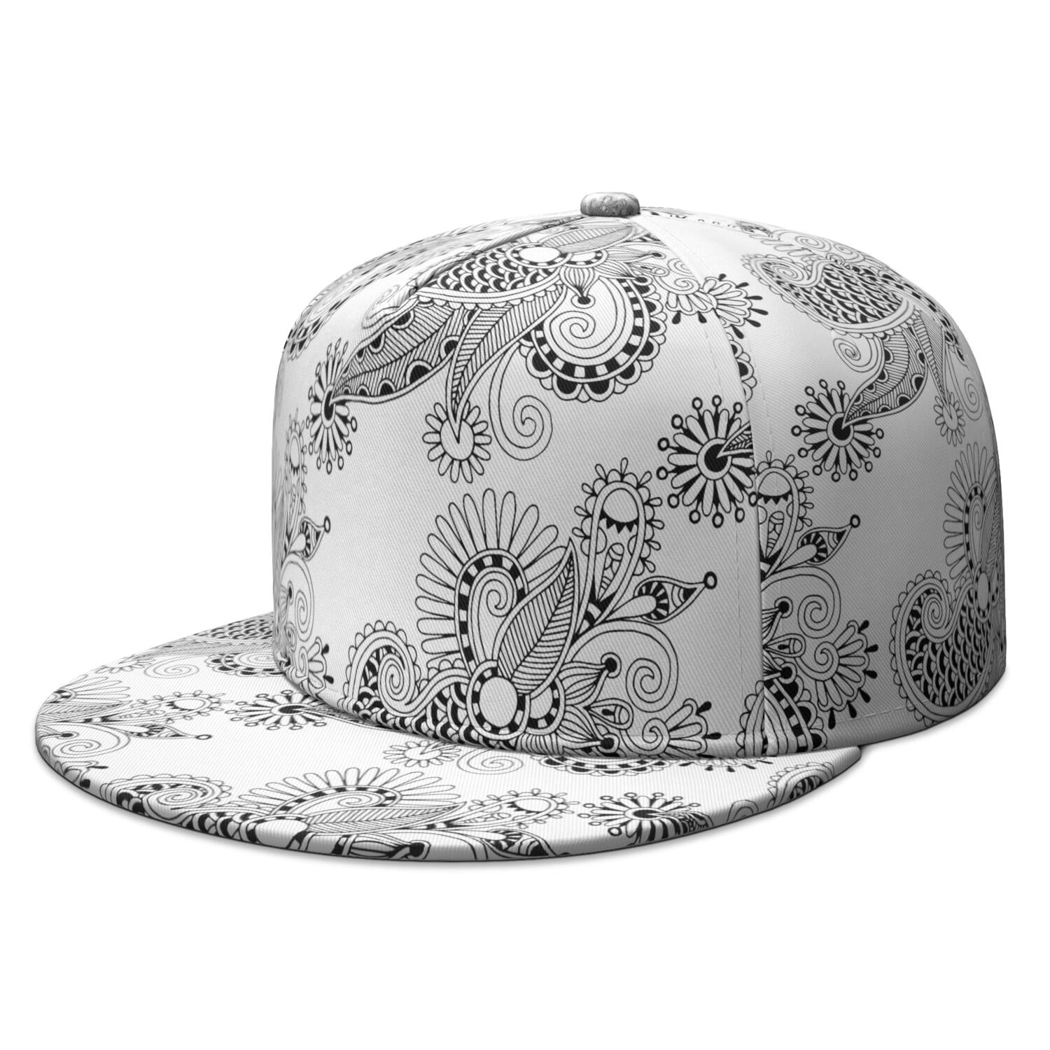 Vintage Floral Snapback Hat - Elegant Classic Flat Brim Baseball Cap ...