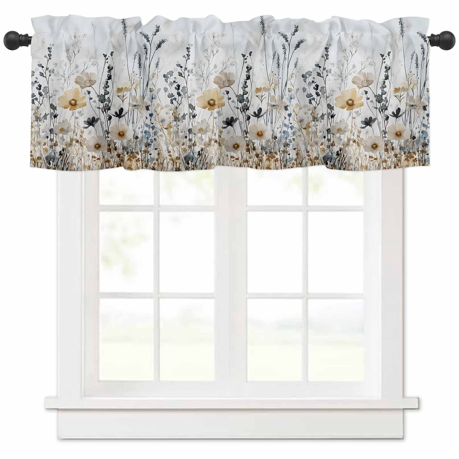 Vintage Floral Spring Valances for Windows Farmhouse Kitchen Curtains ...