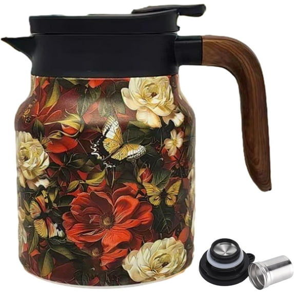Vintage Floral Teapot with Built In Infuser, 2025 New Stainless Steel ...