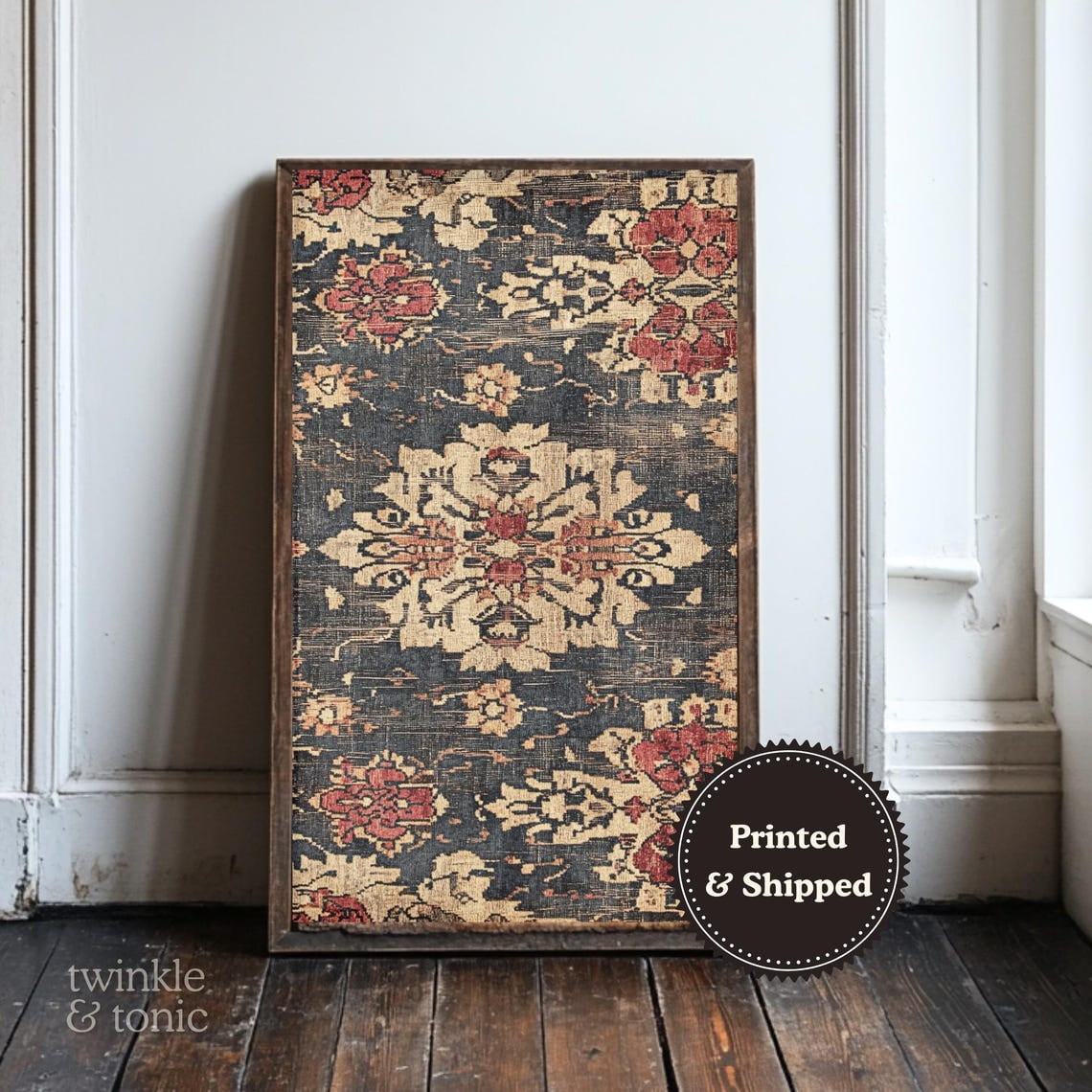 Vintage Floral Textile Art Print Rustic Boho Neutral Poster Antique ...