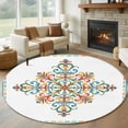 Vintage Floral Texture 5FT Round Area Rugs for Living Room Red Blue ...