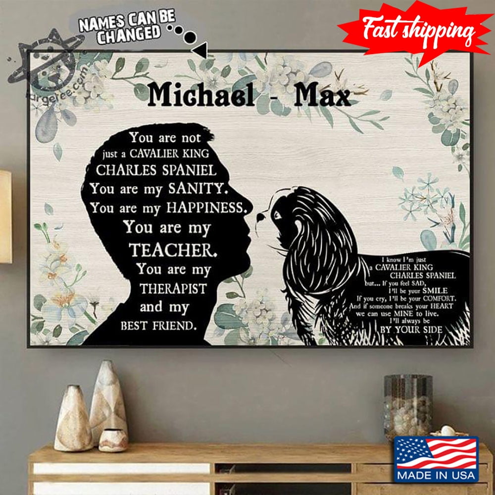 Vintage Floral Theme Customized Name Boy & Cavalier King Charles ...
