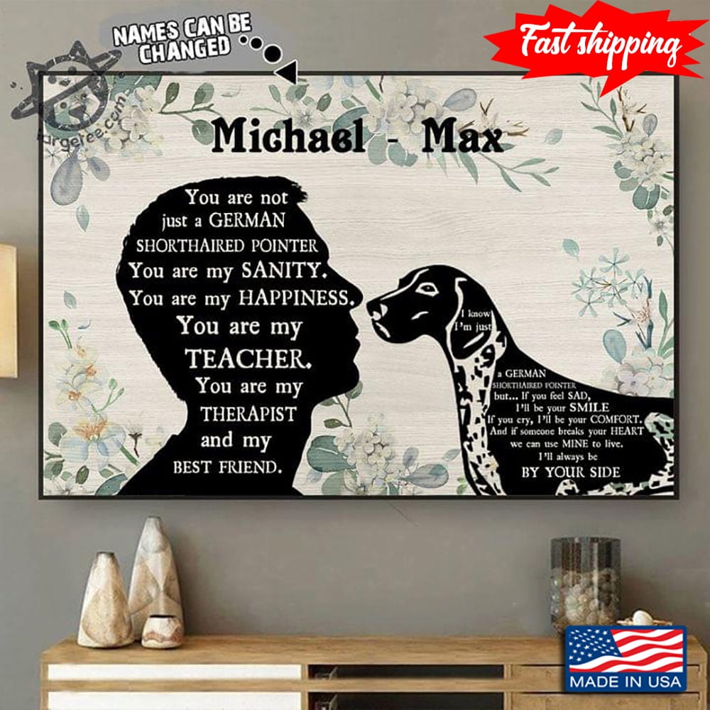 Vintage Floral Theme Customized Name Boy & German Shorthaired Pointer ...