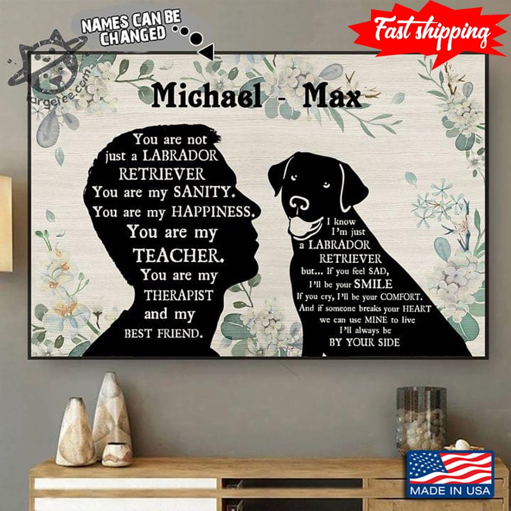 Vintage Floral Theme Customized Name Boy & Labrador Retriever ...