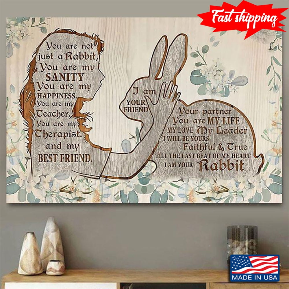 Vintage Floral Theme Girl & Rabbit Typography You Are Not Just A Rabbit ...
