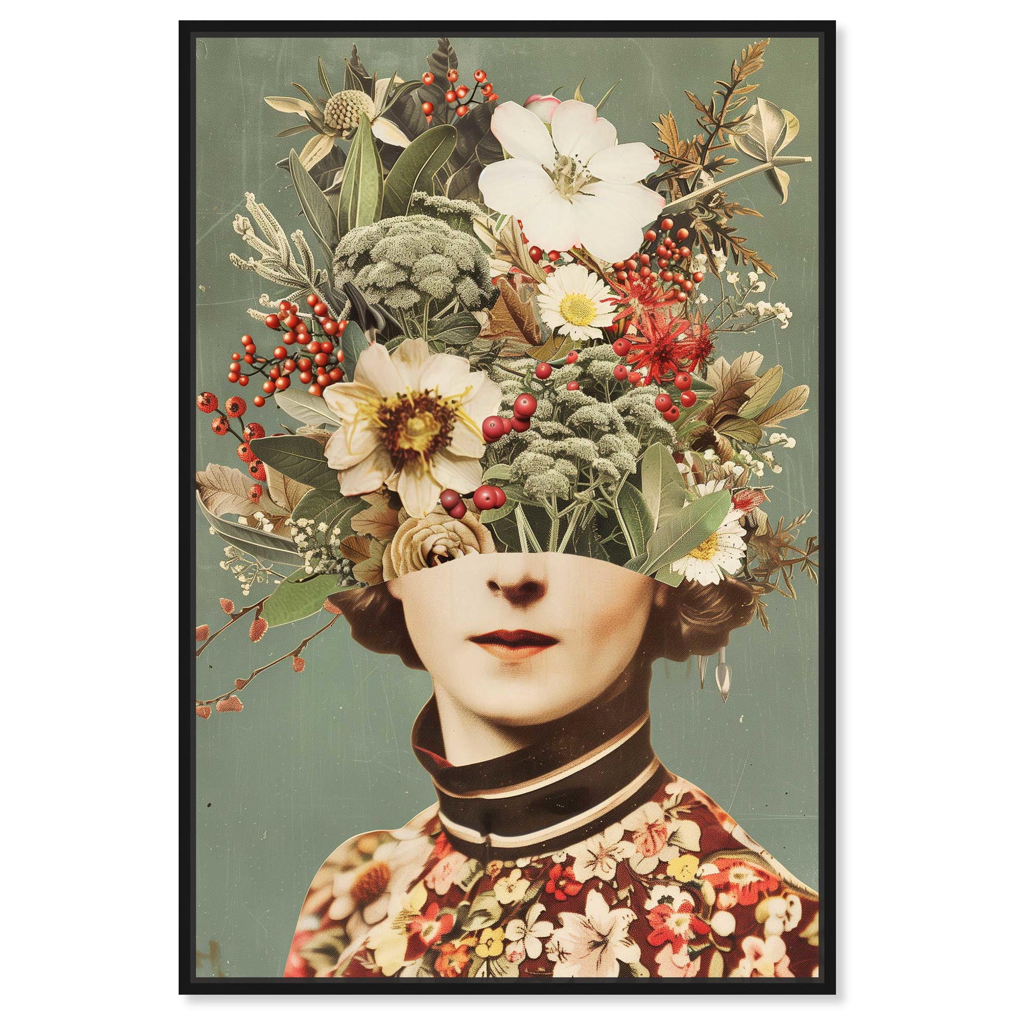 Vintage Floral Thoughts Canvas Floral Collage Wall Art by Art Remedy ...