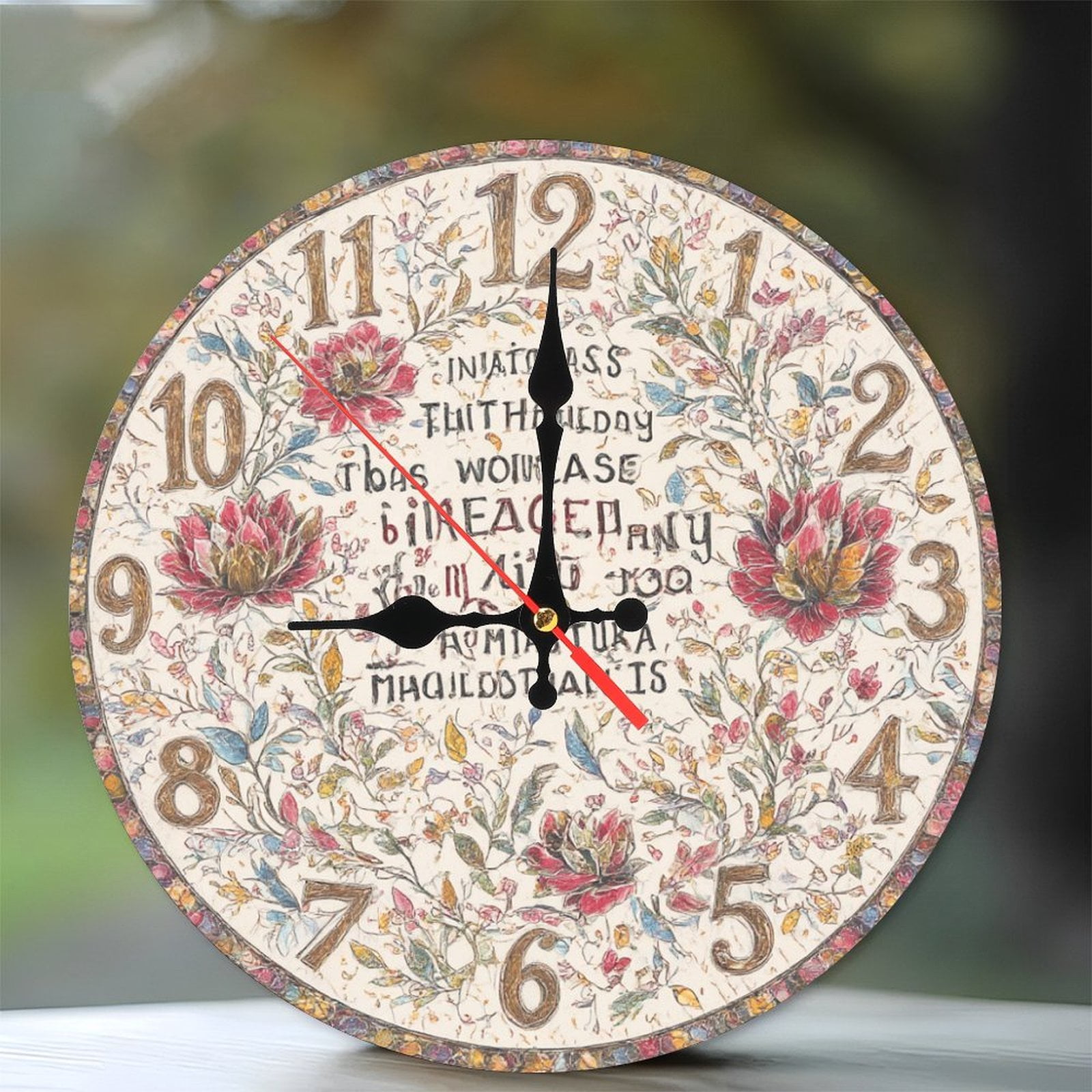 Vintage Floral Wall Clock Decorative Round Clock Home Decor 10-Inch ...