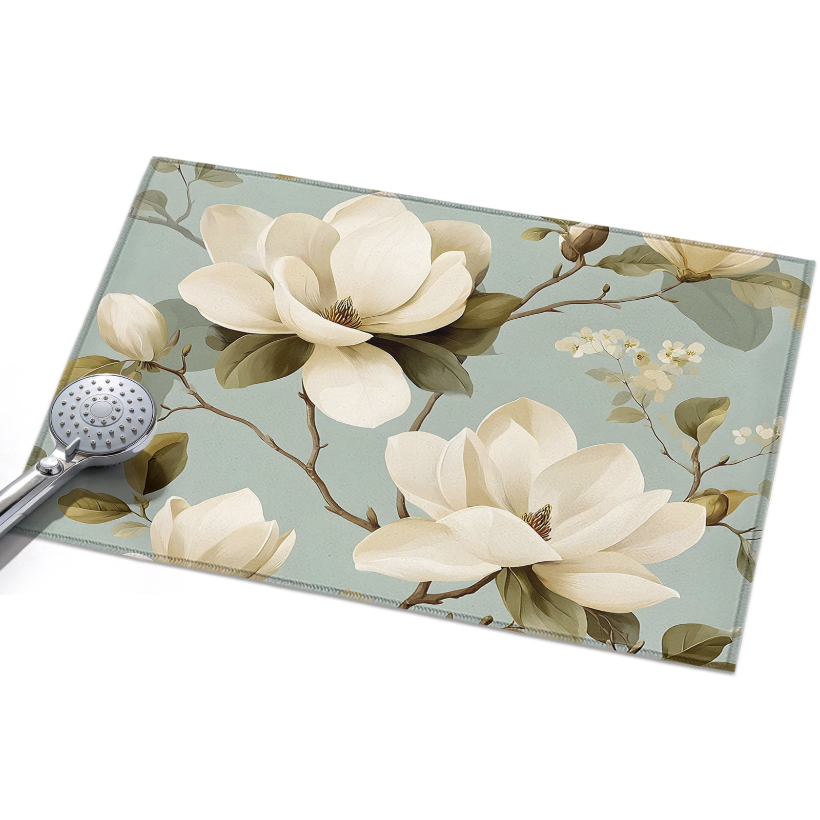 Vintage Floral Washable Area Rug 2 x 3 ft Magnolia Flowers Branches ...