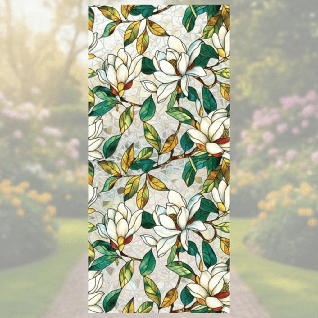 Vintage Floral Window Privacy Film, Static Cling Sun Blocking Decals ...