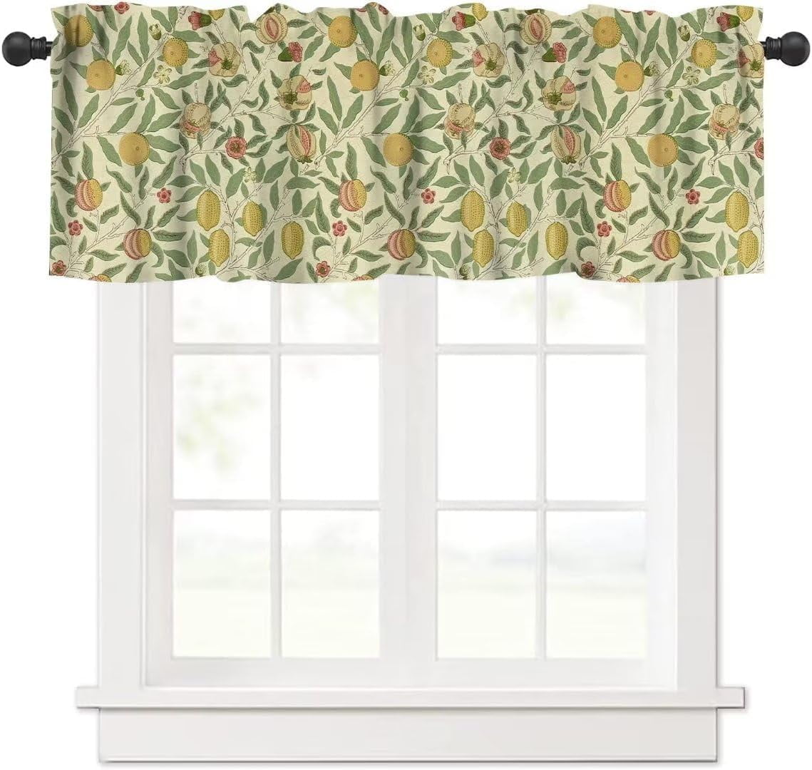 Vintage Floral Window Valance Curtain, William Morris Retro Pomegranate ...