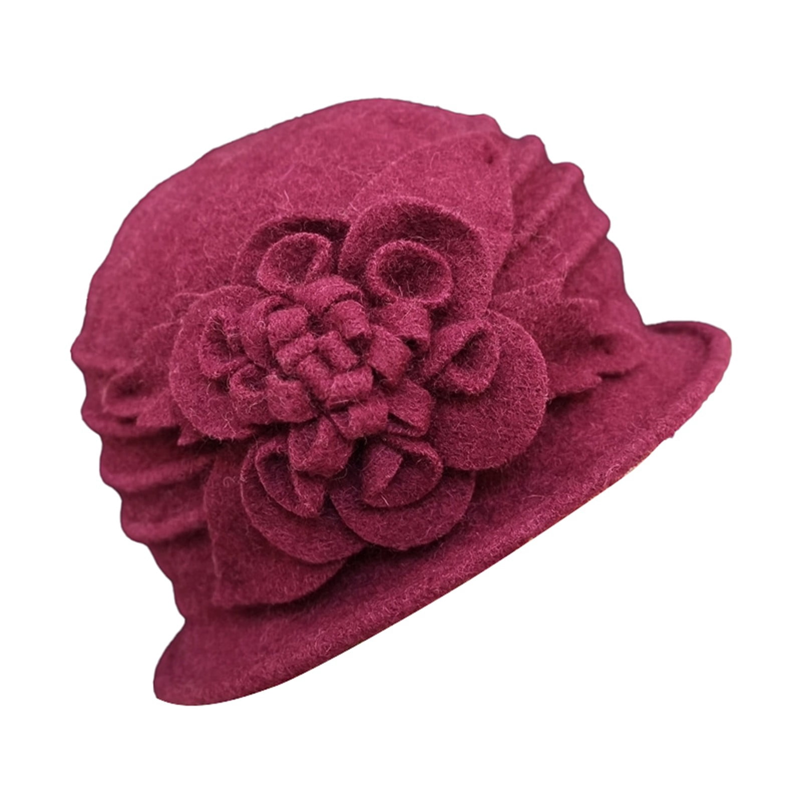 Vintage Floral Women's Wool Cloche Hat 1920s Winter Hat For Elegant ...