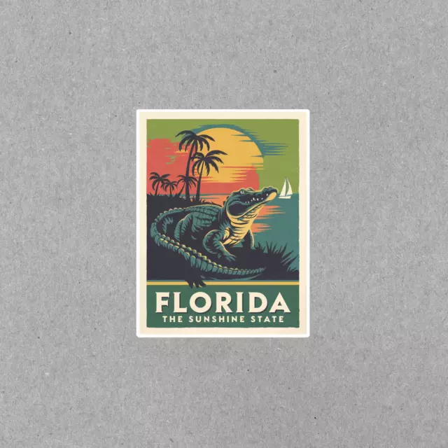 Vintage Florida Travel Sticker - Retro Sunshine State Alligator Art ...