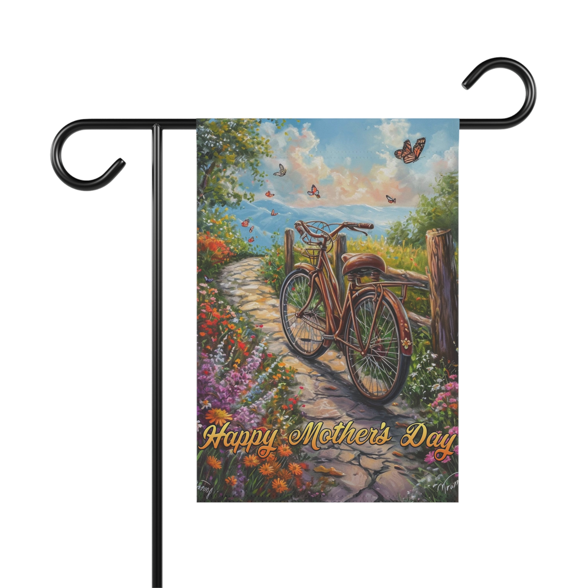 Vintage Flower Bike Mother's Day Flag, Happy Mother's day Flag ID-0306 ...