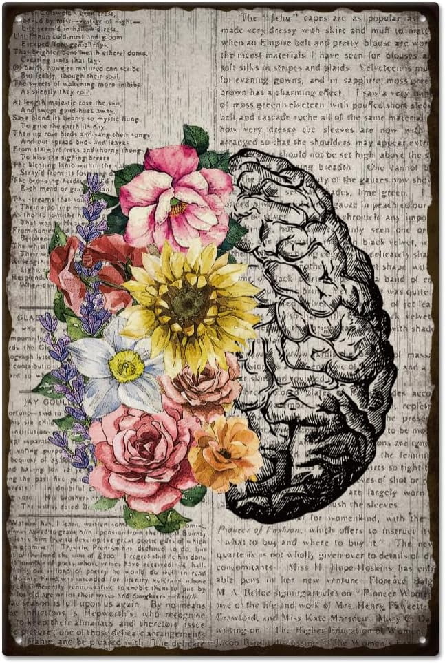 Vintage Flower Brain Metal Tin Sign Plaque Poster 8×12inch Retro Metal ...