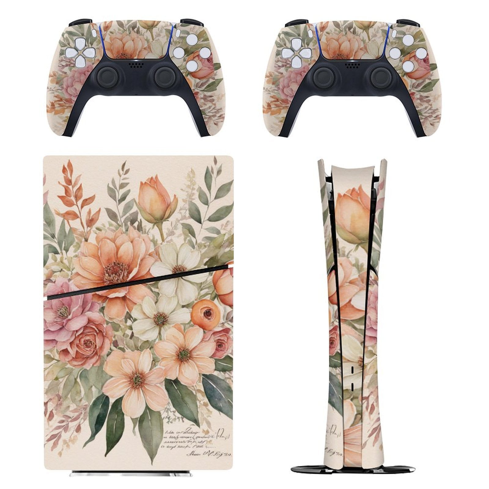 Vintage Flower Console Skin Bundle for PS5 Pro Slim Disc & Digital ...